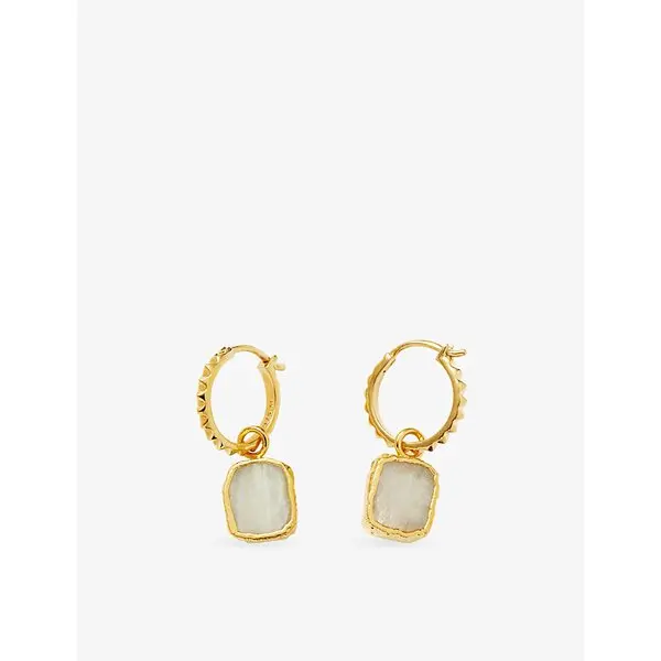 MISSOMA Mini Pyramid 18ct Vermeil Plated Sterling Silver Moonstone Charm Hoop Earrings - Gold