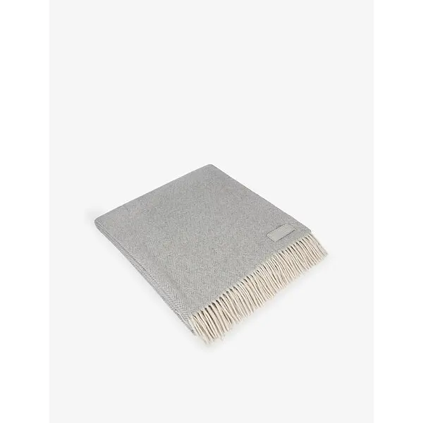 THE WHITE COMPANY Herringbone Wool And Cashmere-blend Throw - Grey