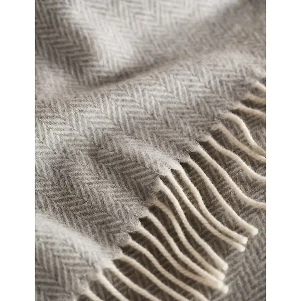 THE WHITE COMPANY Herringbone Wool And Cashmere-blend Throw - Grey