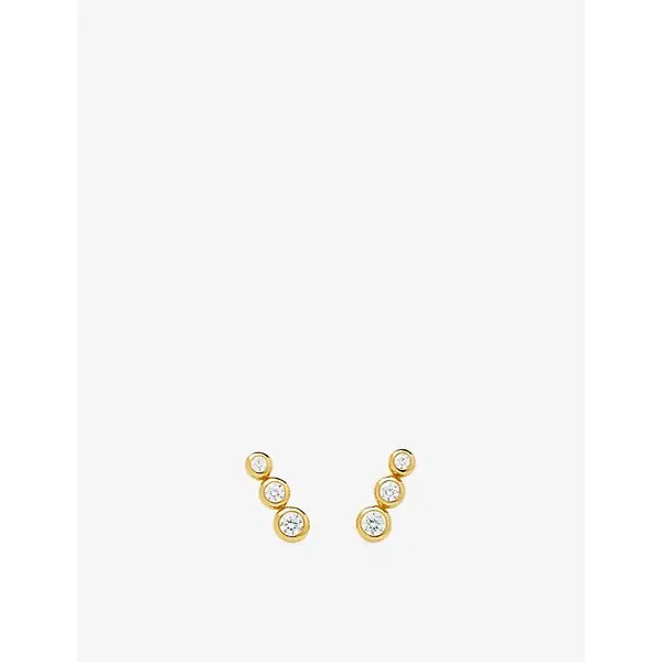 MISSOMA Triple Stone 18ct Vermeil And Cubic Zirconia Stud Earrings - Gold