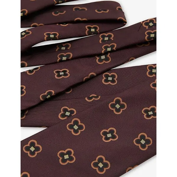 REISS Carmelo Floral-medallion Silk-blend Tie - Burgundy