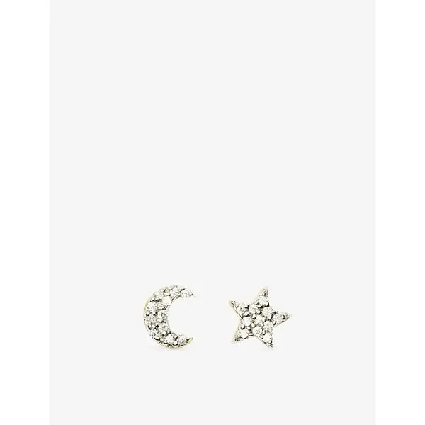 MISSOMA Pave Star Moon 18ct Yellow Vermeil And Cubic Zirconia Stud Earrings - Gold
