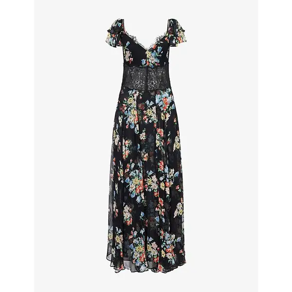 Rixo Carina Floral Chiffon Maxi Dress