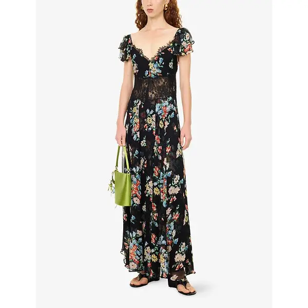 Rixo Carina Floral Chiffon Maxi Dress