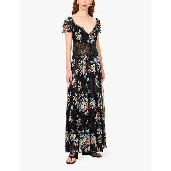 Rixo Carina Floral Chiffon Maxi Dress