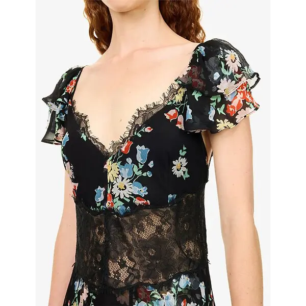 Rixo Carina Floral Chiffon Maxi Dress