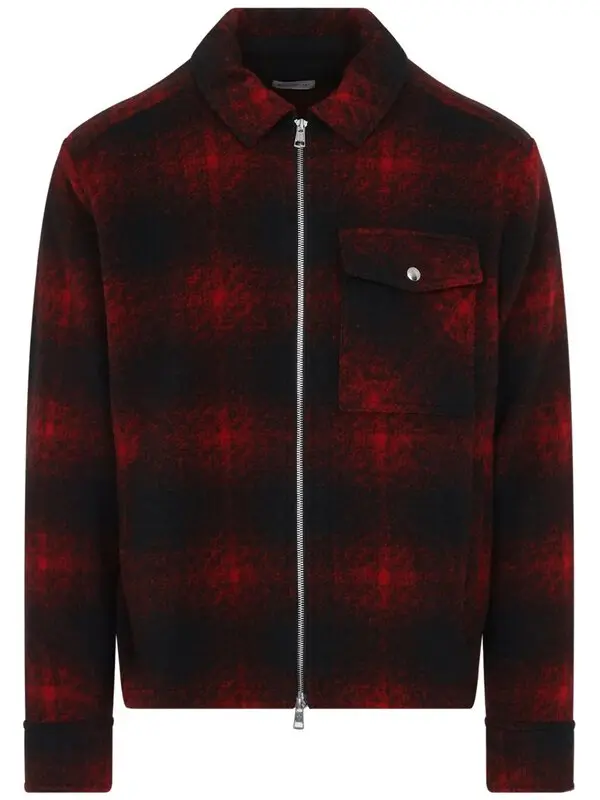 Moncler Overshirt With Zip Check Pattern