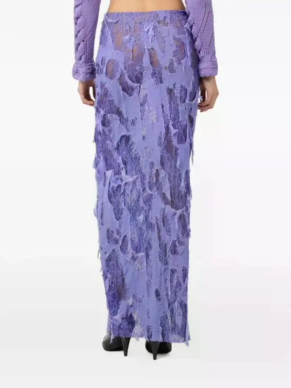 Roberto Cavalli Distressed Lace-panelled Maxi Skirt
