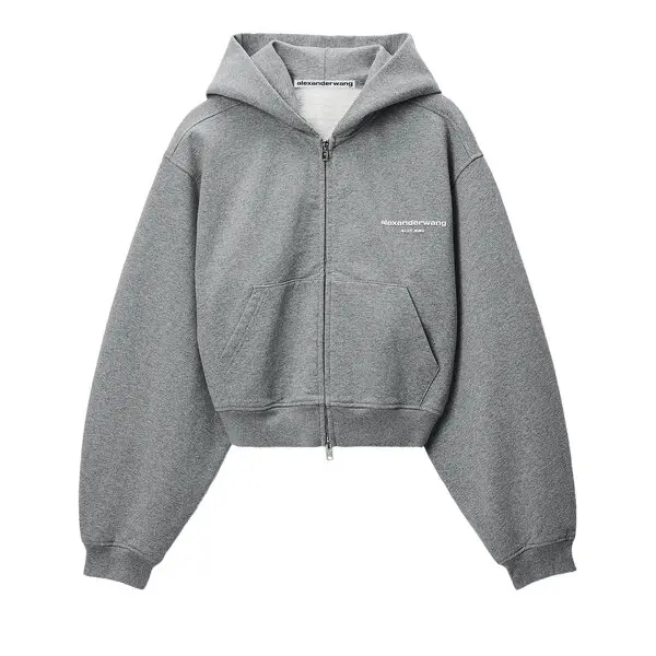 Alexander Wang Logo Print Zip-up Hoodie