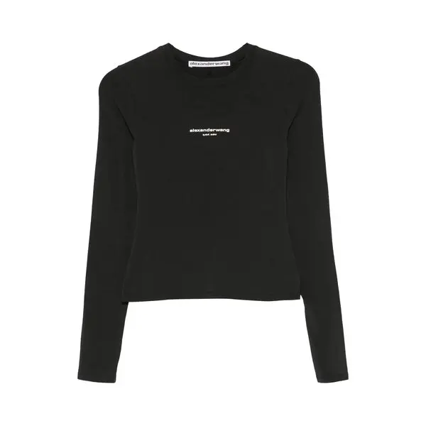 Alexander Wang Logo Print Fitted Long-sleeve Tee - Black