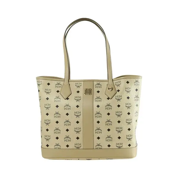 Mcm Liz Vi Shopper Medium Bag 'beige/black - Cream