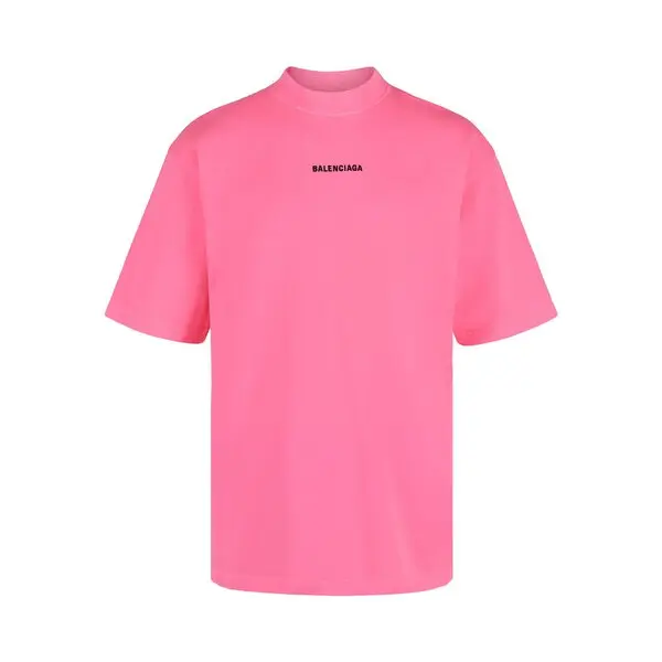 Balenciaga Embroidered Logo Distressed Medium Fit T-shirt 'fluo /black - Pink