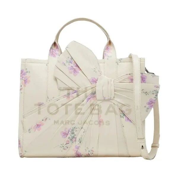 Marc Jacobs The Antique Floral Oversized Bow Canvas Medium Tote Bag /multicolor