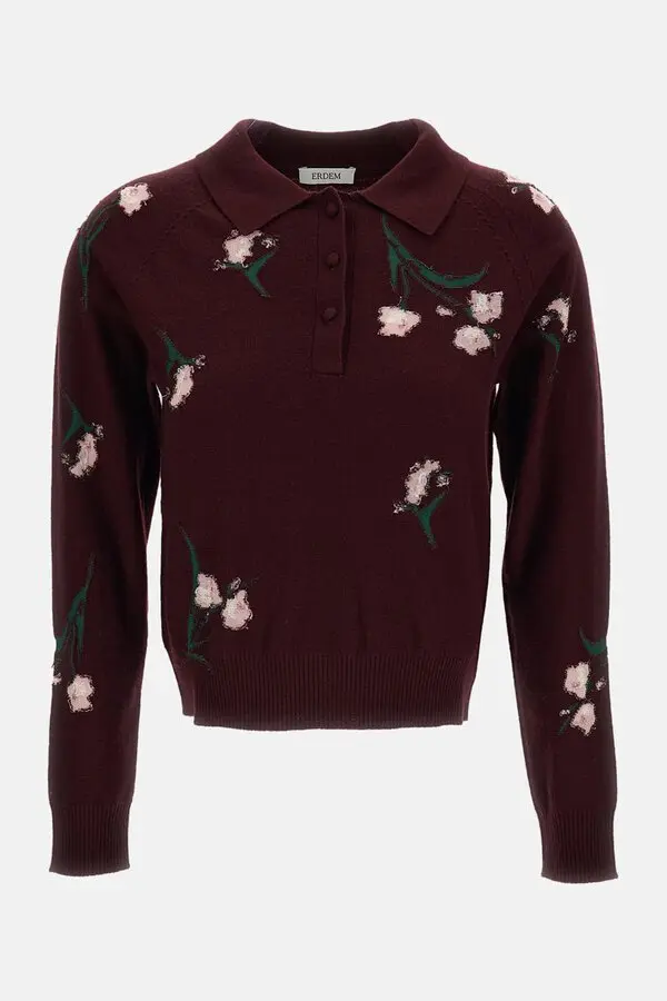 Erdem Maglia In Lana Con Motivo Floreale
