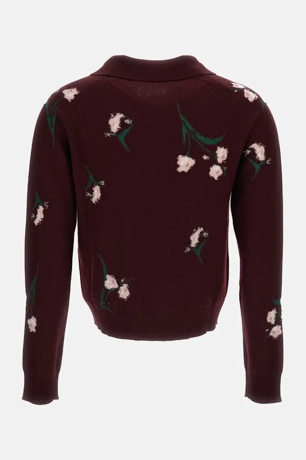 Erdem Merino Wool Floral Intarsia Polo