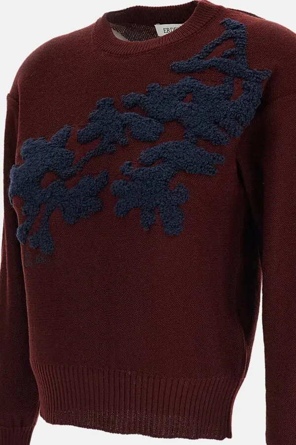 Erdem Maglia Floreale In Lana Merino Sottile