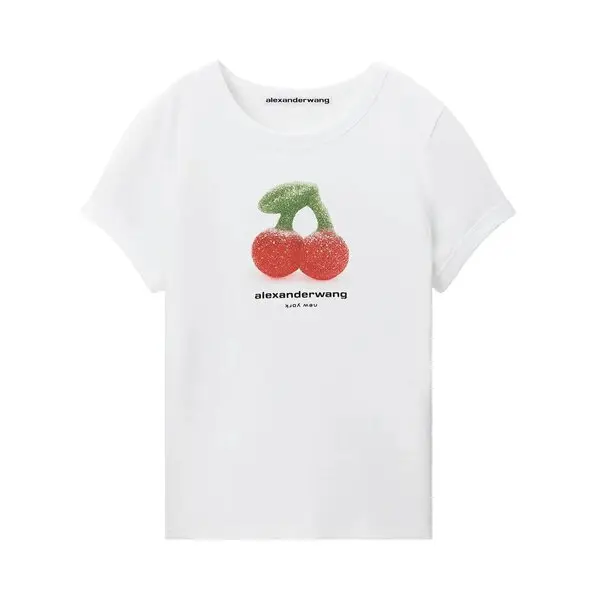 Alexander Wang Cherry Graphic Fitted Ringer Tee - White