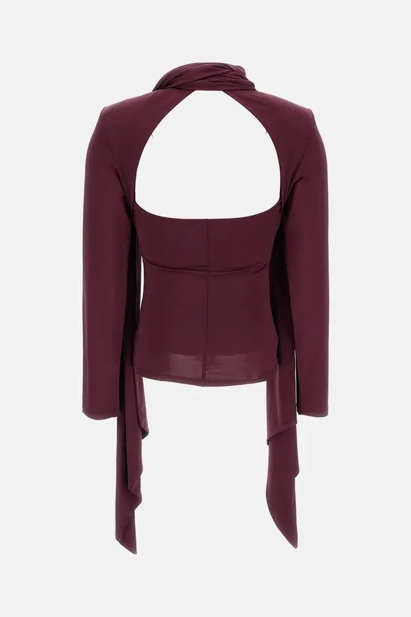 ROTATE BY BIRGER CHRISTENSEN Long Sleeve Top With Integrated Scarf Detail