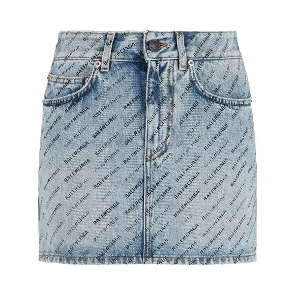 Balenciaga Allover Stencil Low-waist Mini Skirt 'iced