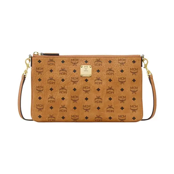 Mcm Aren Vi Flat Pouch Mini Bag 'cognac