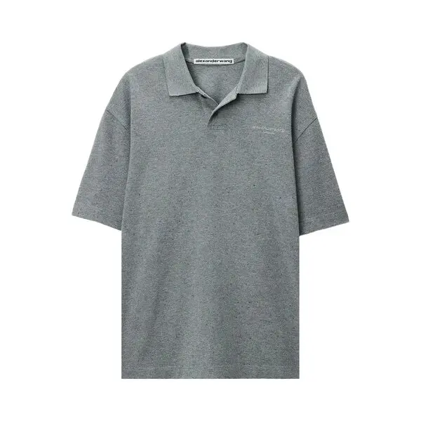 Alexander Wang Allover Hotfix Short-sleeve Polo Tee 'sidewalk - Black