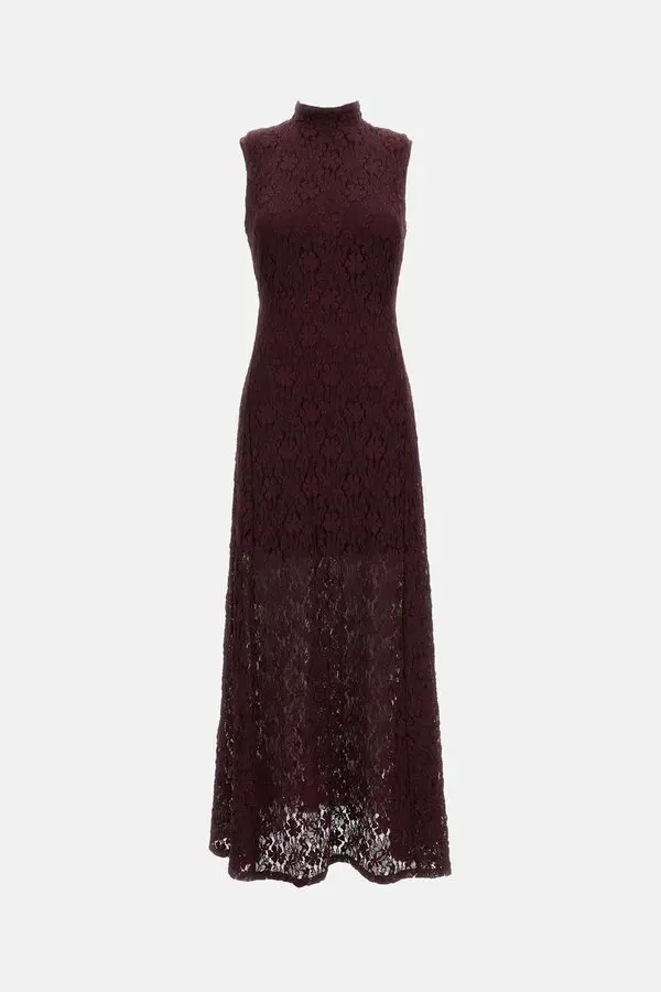 ROTATE BY BIRGER CHRISTENSEN Maxi Abito Svasato In Pizzo - Bordeaux