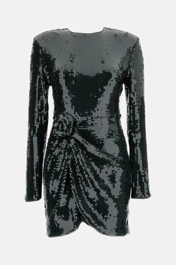 ROTATE BY BIRGER CHRISTENSEN Mini Abito Con Paillettes A Maniche Lunghe