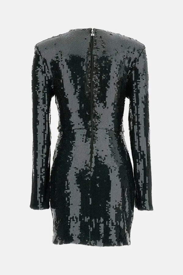 ROTATE BY BIRGER CHRISTENSEN Mini Abito Con Paillettes A Maniche Lunghe