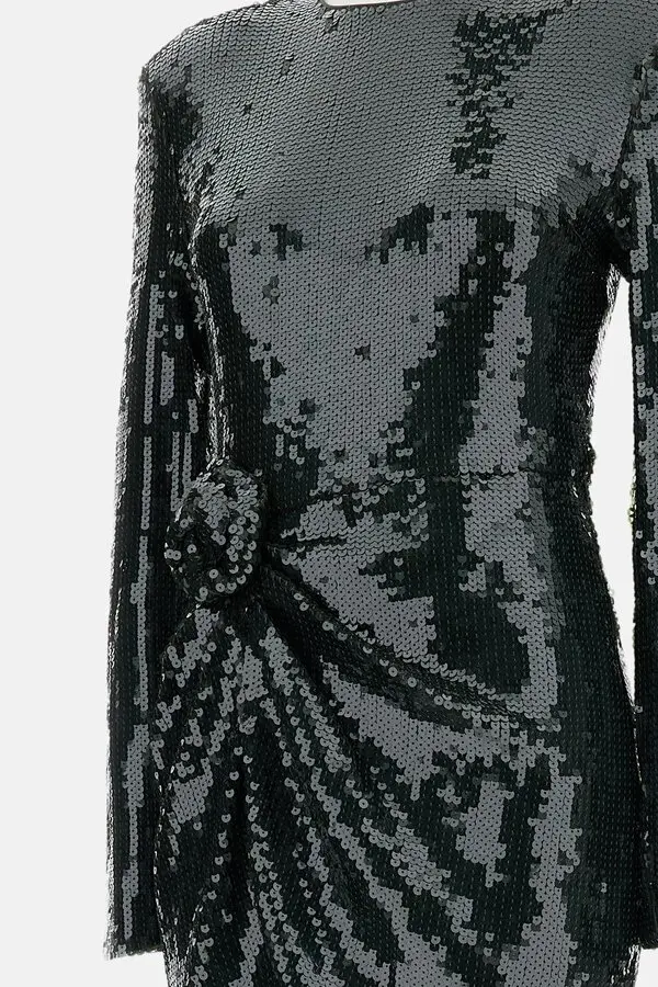 ROTATE BY BIRGER CHRISTENSEN Mini Abito Con Paillettes A Maniche Lunghe