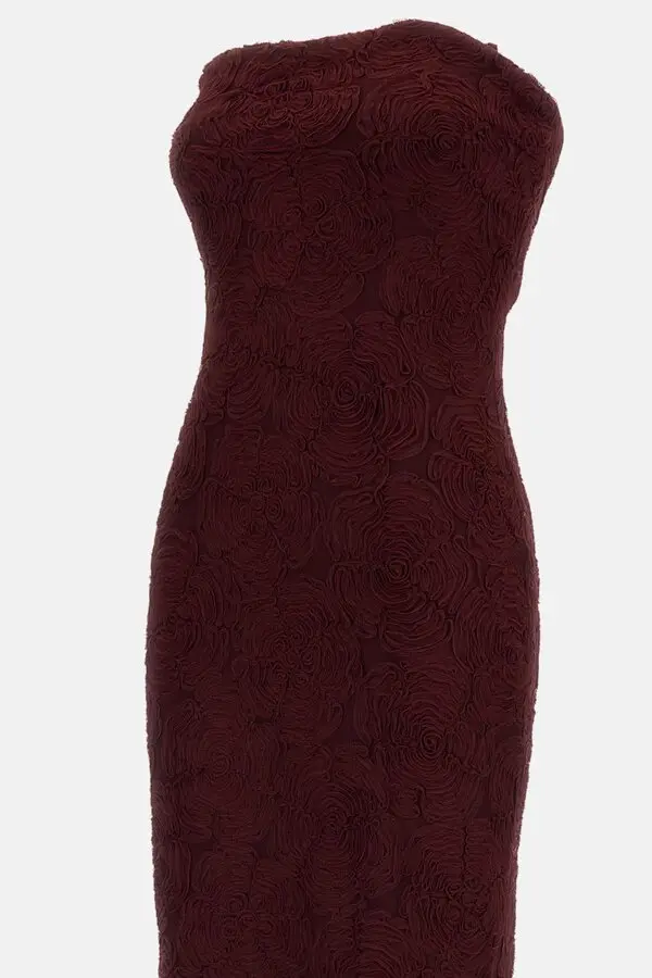 ROTATE BY BIRGER CHRISTENSEN Abito Lungo Flower Mesh Flounce