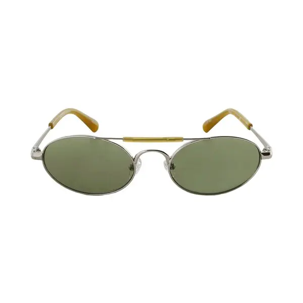 Dries Van Noten X Linda Farrow Oval Lenses Sunglasses /ocra/green - Silver