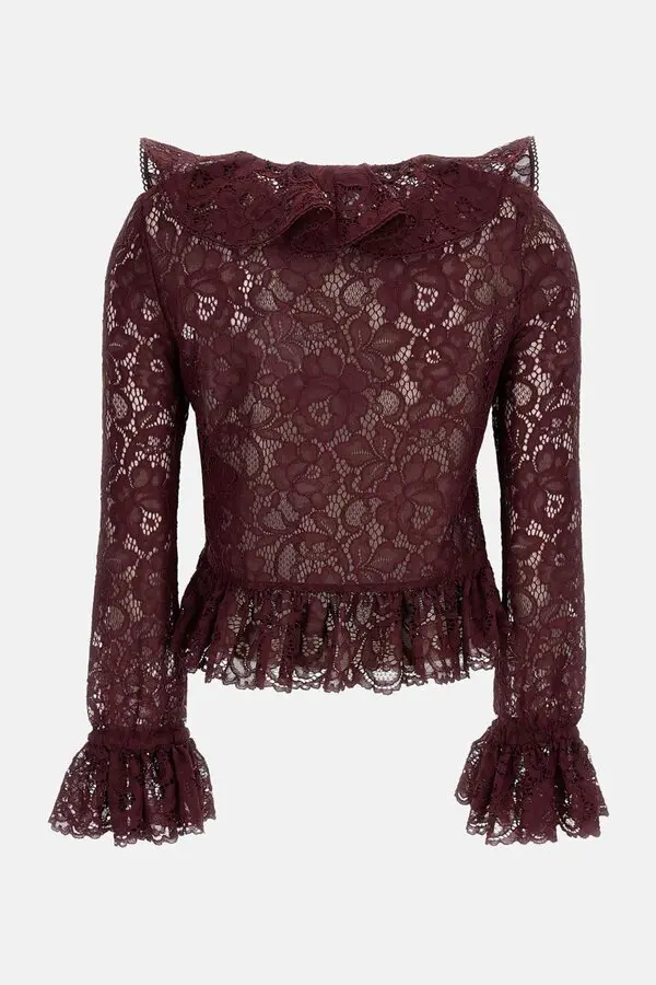 SELF-PORTRAIT Top In Pizzo Con Rouches