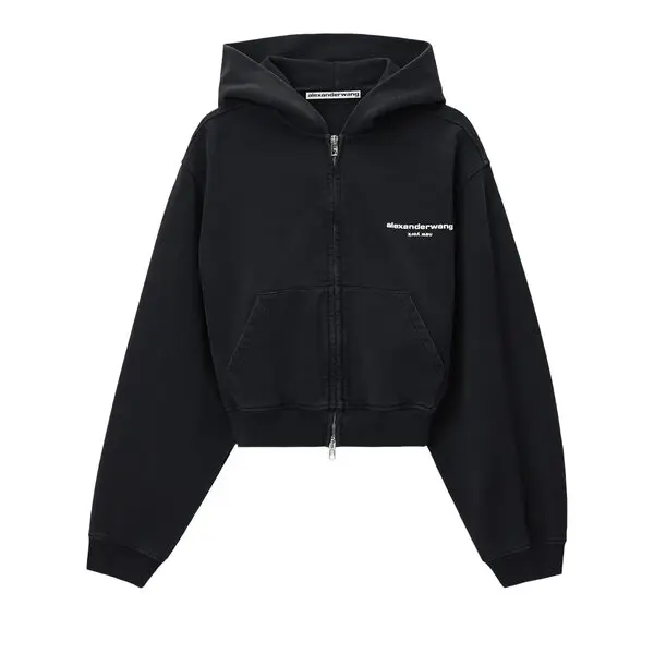 Alexander Wang Logo Print Zip-up Hoodie 'washed