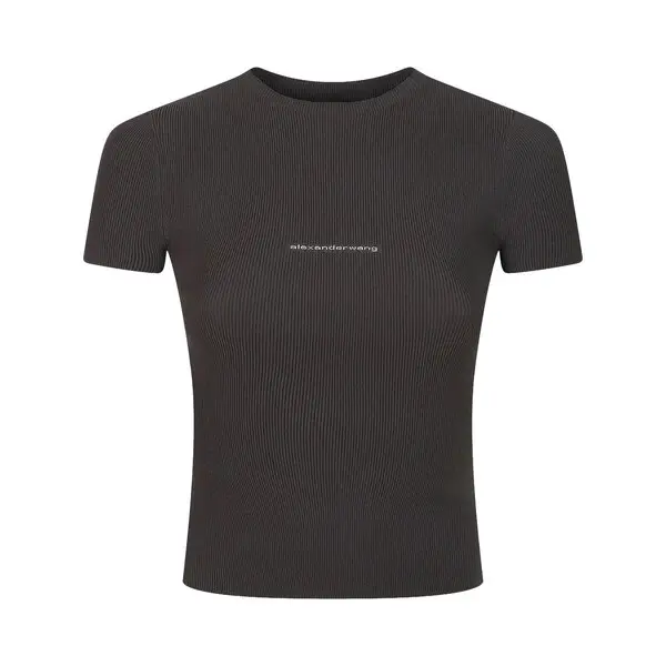 Alexander Wang Jacquard Logo Short-sleeve Crewneck Top 'cola - Brown