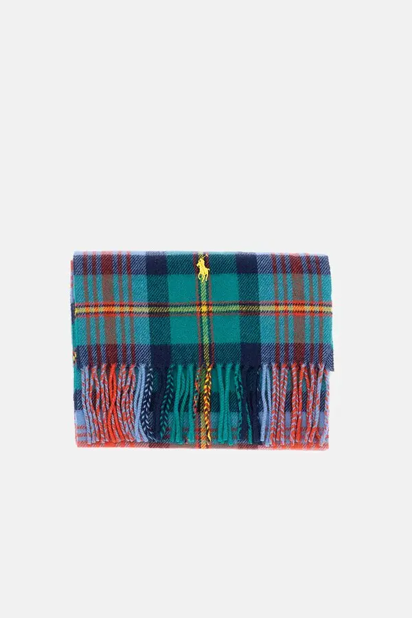 Polo Ralph Lauren Sciarpa Scozzese In Lana Con Frange
