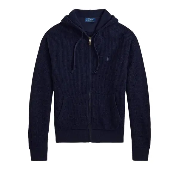 Polo Ralph Lauren Waffle Knit Full Zip Hybrid Sweater
