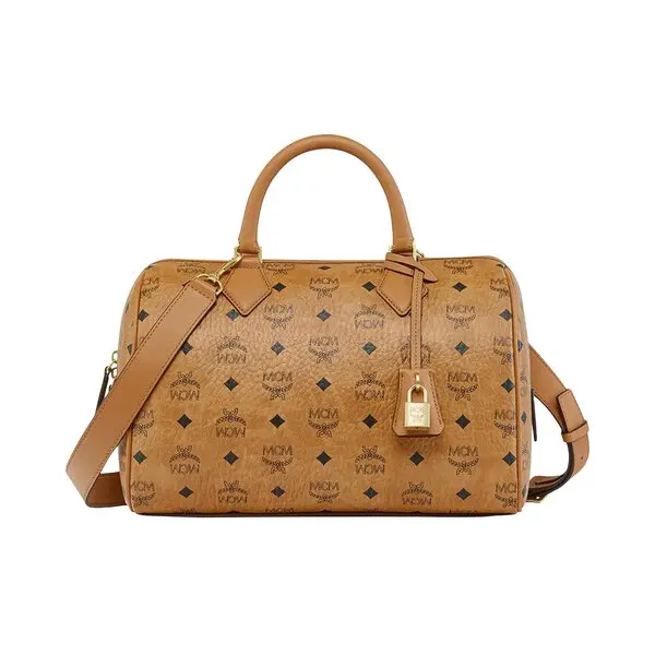 Mcm Ella Vi Mini Boston Bag 'cognac