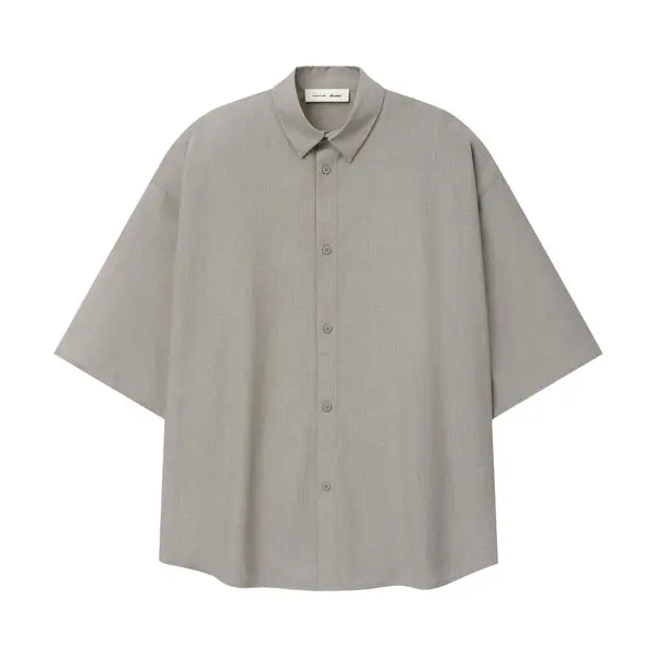 Fear Of God Silk Blend 3/4 Sleeve Button Up Shirt 'seal