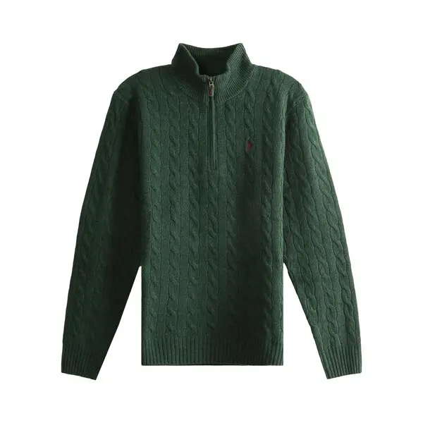 Polo Ralph Lauren Cable Knit Quarter Zip Sweater - Green
