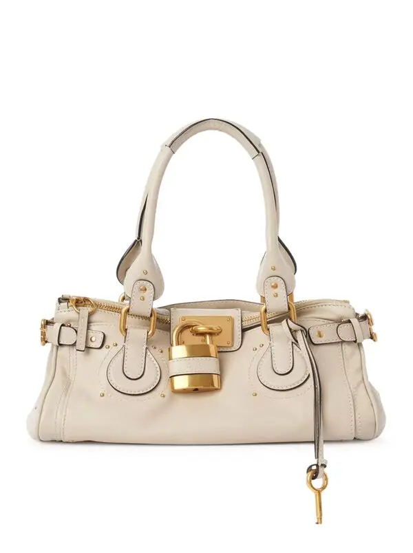 Chloé Paddington Bag In Grenade Leather - Cream