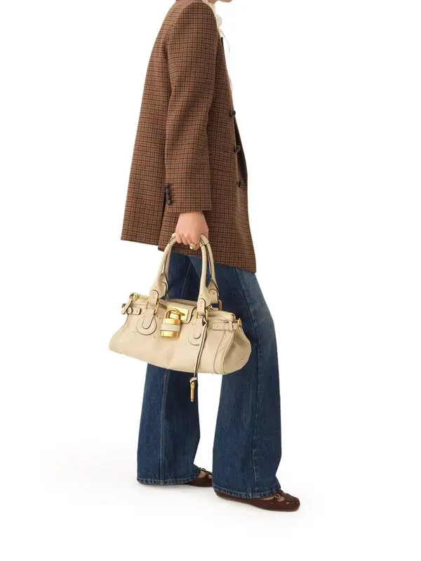 Chloé Paddington Bag In Grenade Leather - Cream