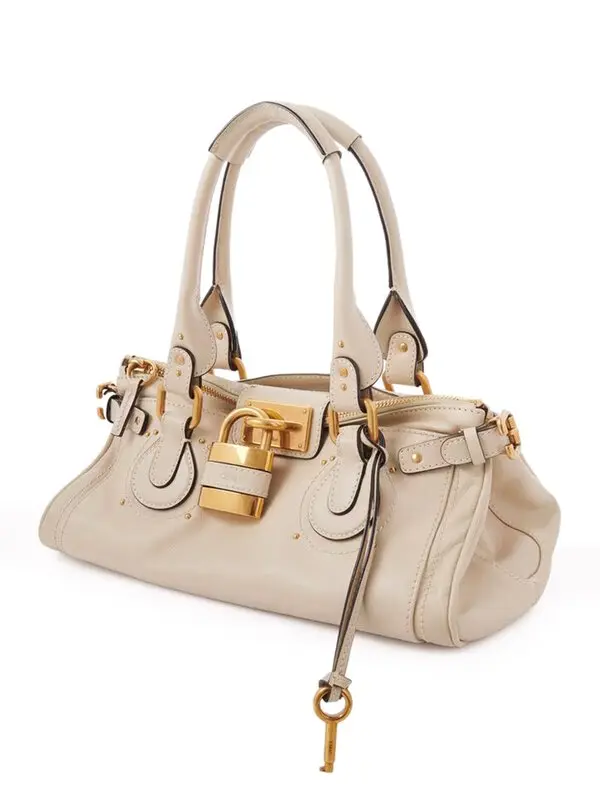 Chloé Paddington Bag In Grenade Leather - Cream