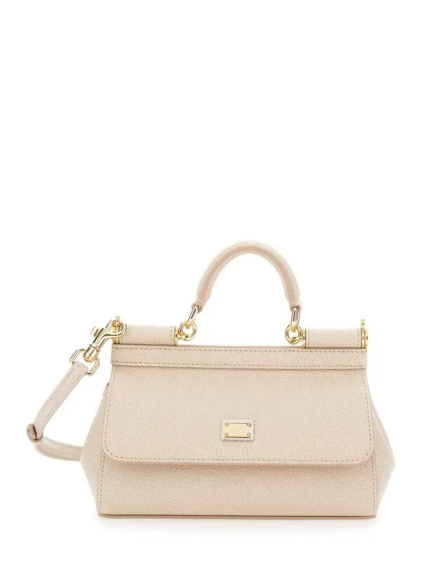 Dolce & Gabbana Sicily' Handbag With Adjustable And Removable Shoulder Strap And Logo Plate On The Front In Leather For - Pink