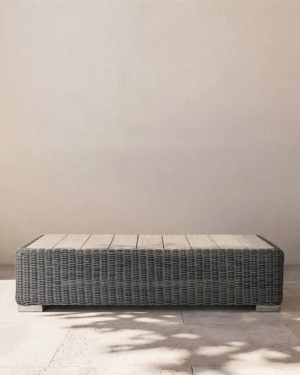 Quince Classic All-weather Wicker Outdoor Coffee Table - Grey Weave