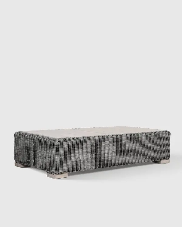 Quince Classic All-weather Wicker Outdoor Coffee Table - Grey Weave