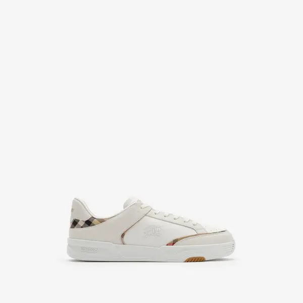 Burberry Leather And Nylon Harrow Sneakers - White/archive Beige