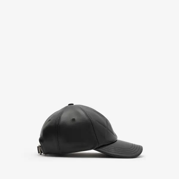 Burberry Embossed Check Leather Baseball Cap