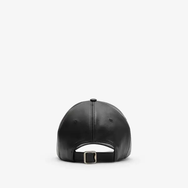 Burberry Embossed Check Leather Baseball Cap