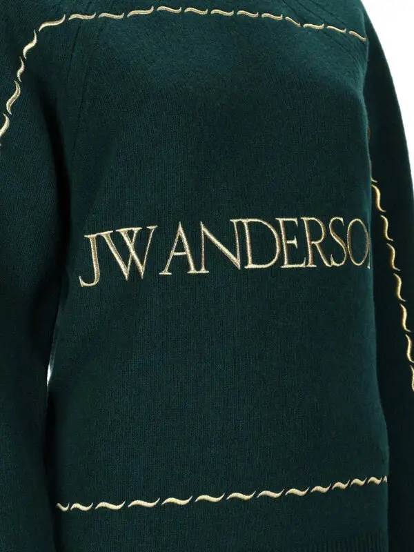 JW Anderson Embroidered Logo Wool Sweater - Green