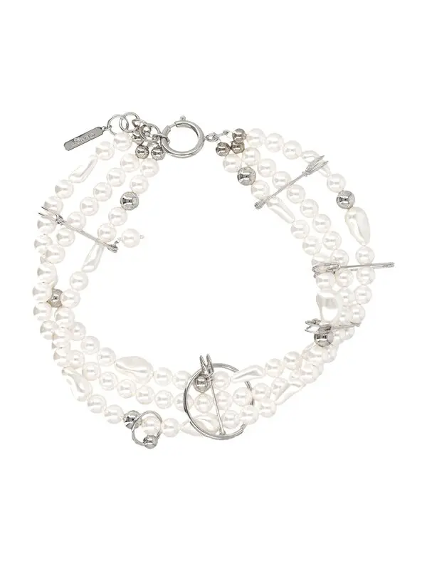 JUSTINE CLENQUET Multi-strand Pearl Bead Choker Necklace